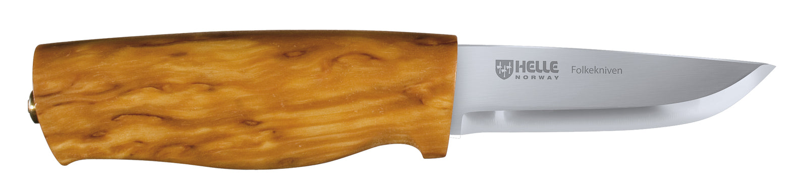 Helle Folkenkniven 80cm SS Utillity Knife (Curly Birch Handle & Leathe